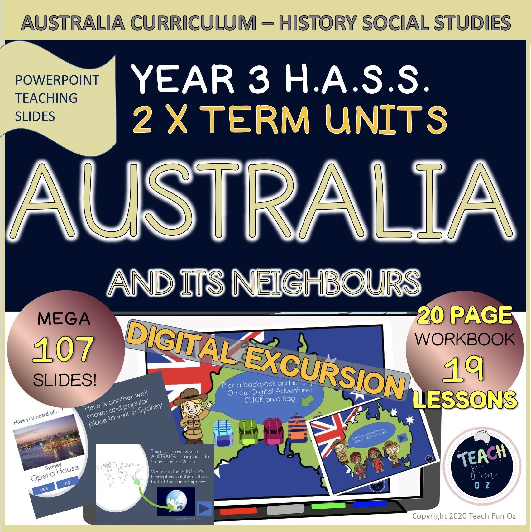 AUSTRALIA and its Neighbours Year 3 Units HASS Powerpoint Virtual Fiel ...