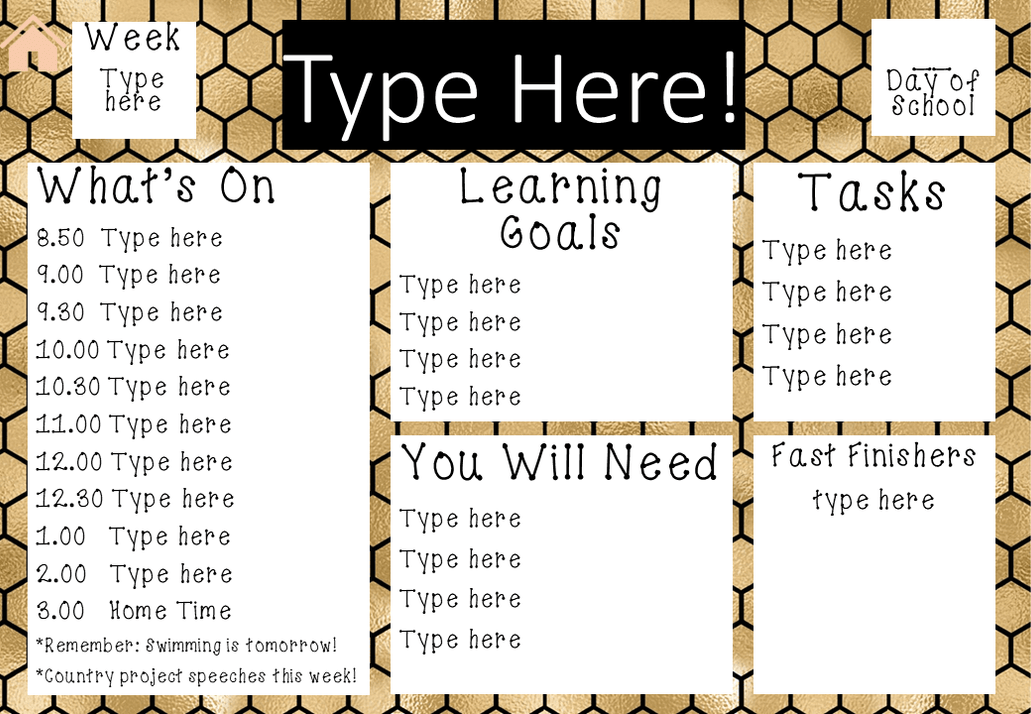 Bees - Golden Hive - Ultimate Teacher Dashboard Editable Daily Agenda ...