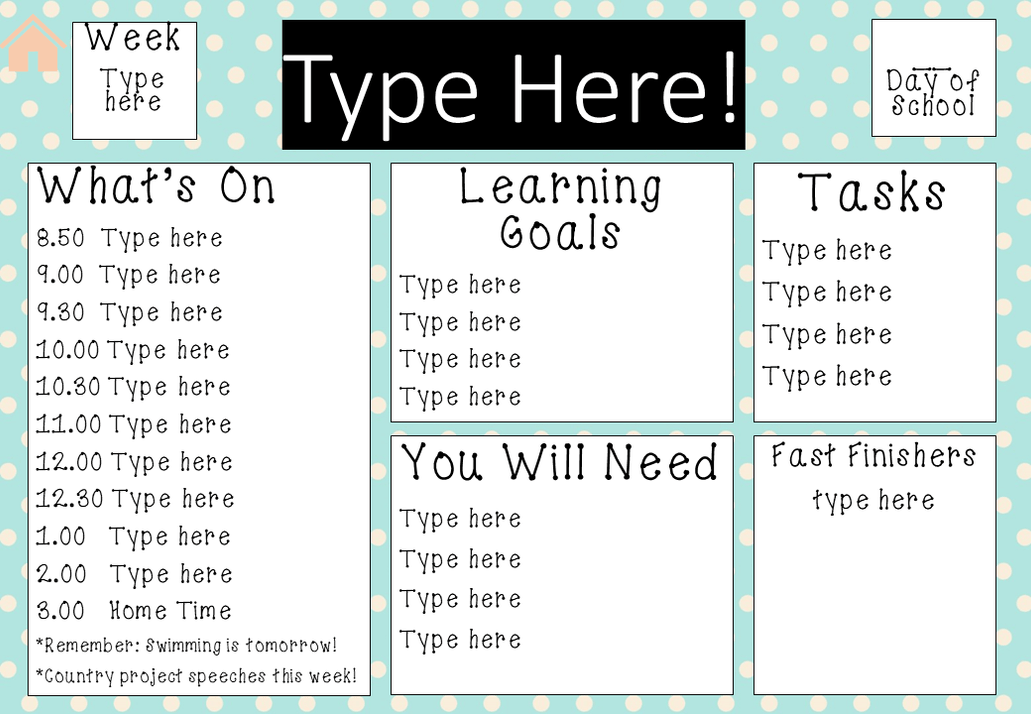Blue Retro Dots - Ultimate Teacher Dashboard Editable Daily Agenda Sli ...