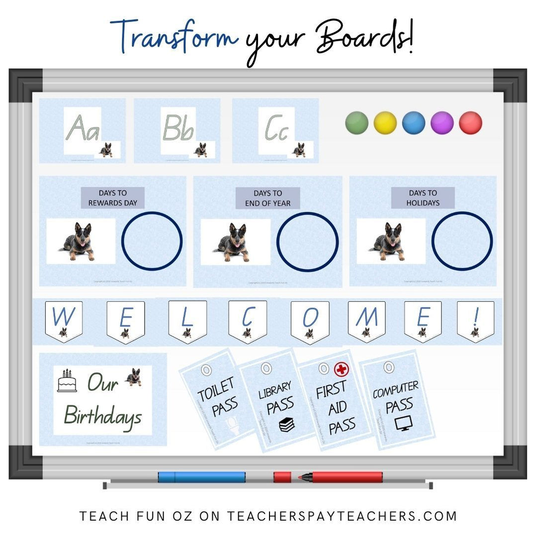 Bluey Blue Cattle Dog Theme Classroom Decor 445 Pages MEGA Pack QLD Fo ...