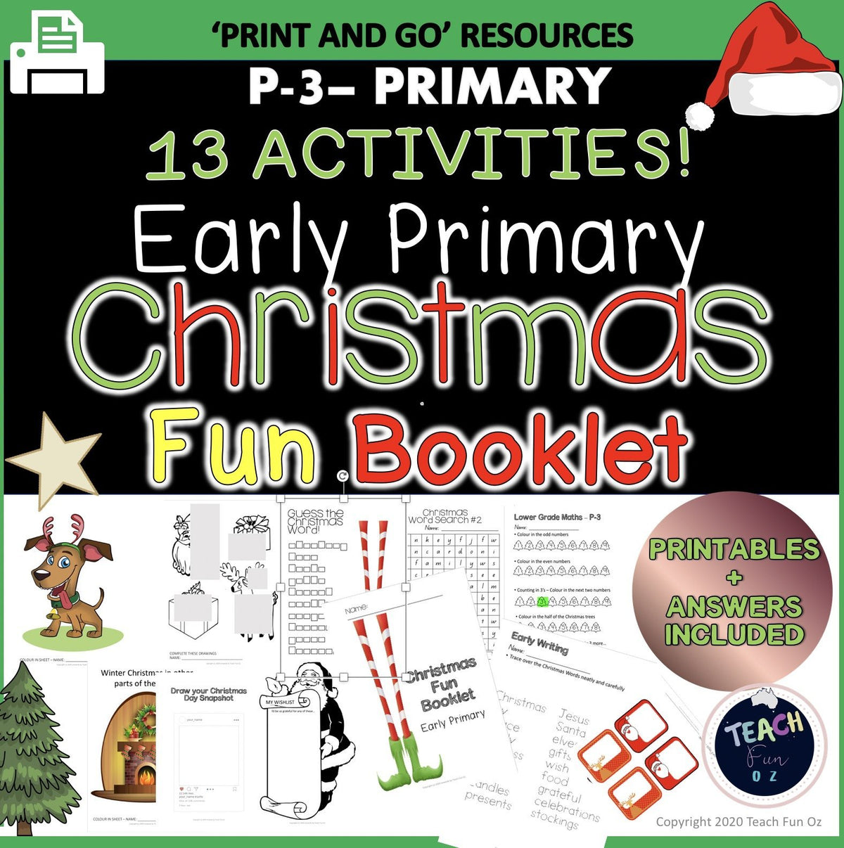 Christmas Worksheets Packet Lower Primary Early -13 Activities Printab ...