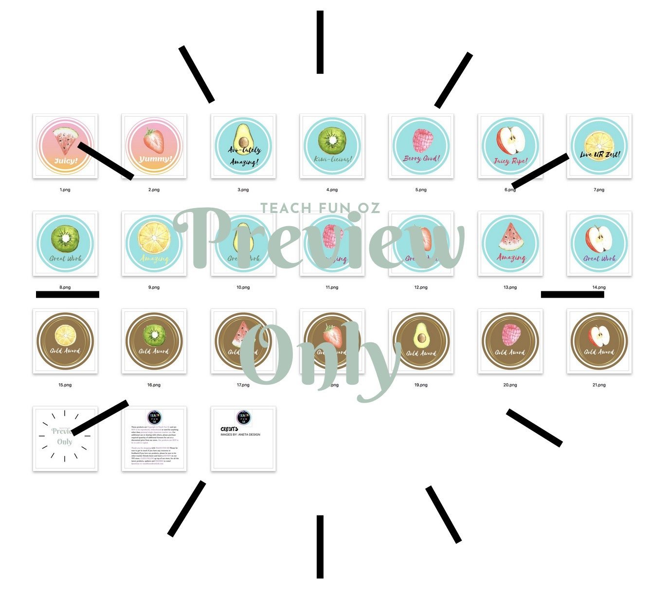 Digital Stickers Tropical Fruit Delights 21 Stickers for Seesaw Google ...
