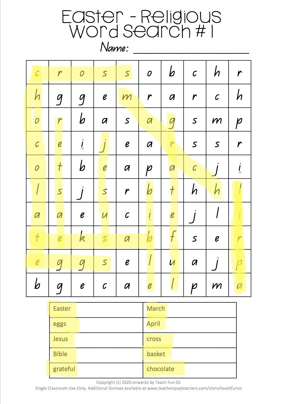 Easter Fun Activity Worksheet Packet Booklet Primary Word Search 19 Ac ...