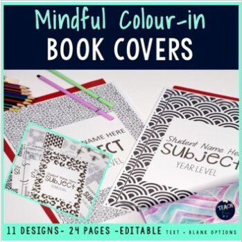 Editable Book Covers Mindful Colour In Color Mindfulness Coloring 11 D ...