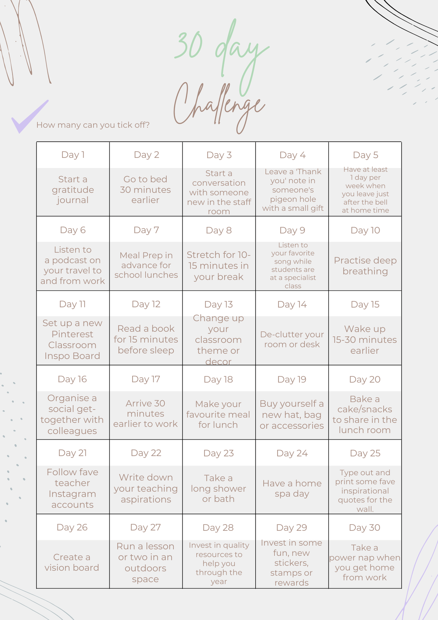 Free Download Teach Fun Oz 30 Day Teacher Challenge