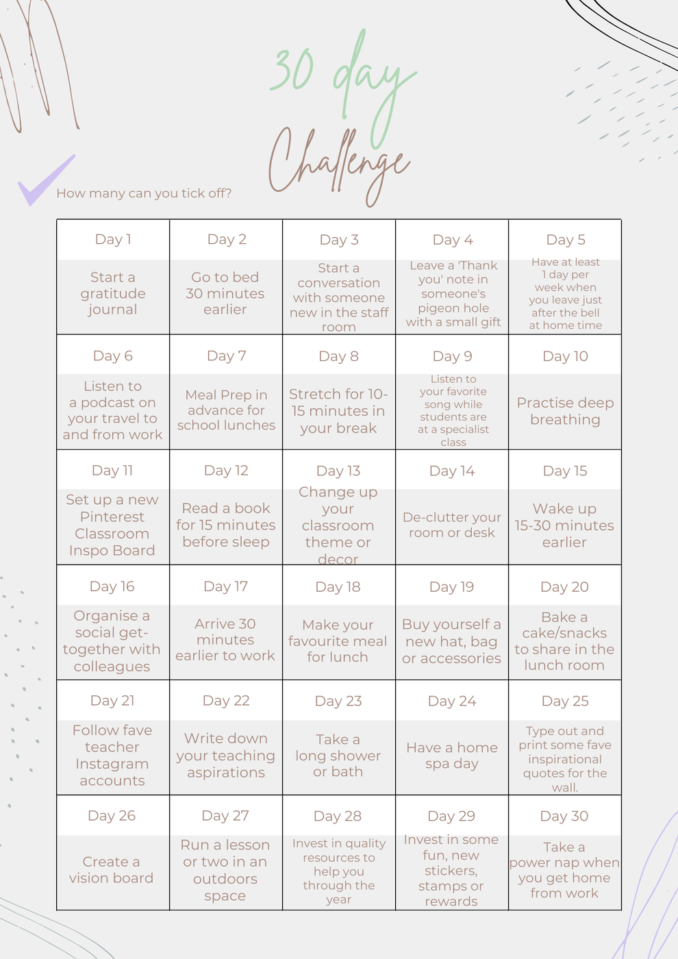 Free Download Teach Fun Oz 30 Day Teacher Challenge