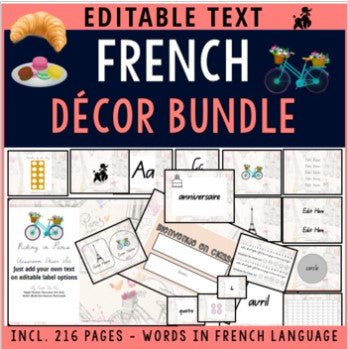 French Classroom Decor- Words in French Language 216 Page Bundle ESL T ...