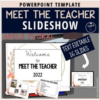 Meet the Teacher Template Editable Slideshow | ADELE FLORAL — Teach Fun Oz
