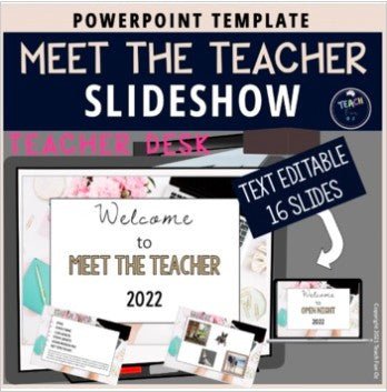 Meet the Teacher Template Editable Slideshow | TEACHER DESK — Teach Fun Oz