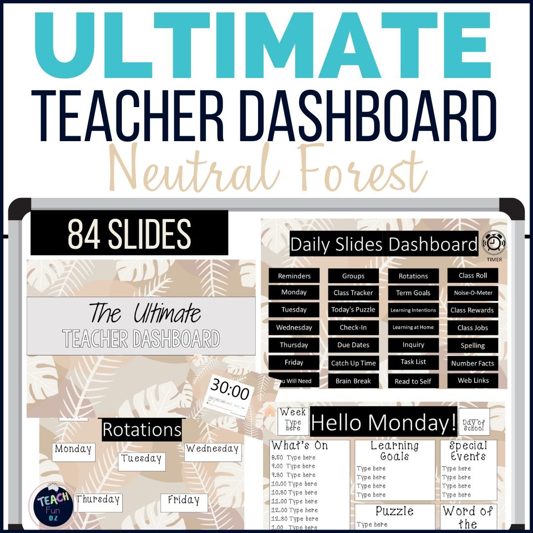 Neutral Forest - Ultimate Teacher Dashboard Editable Daily Agenda Slid ...