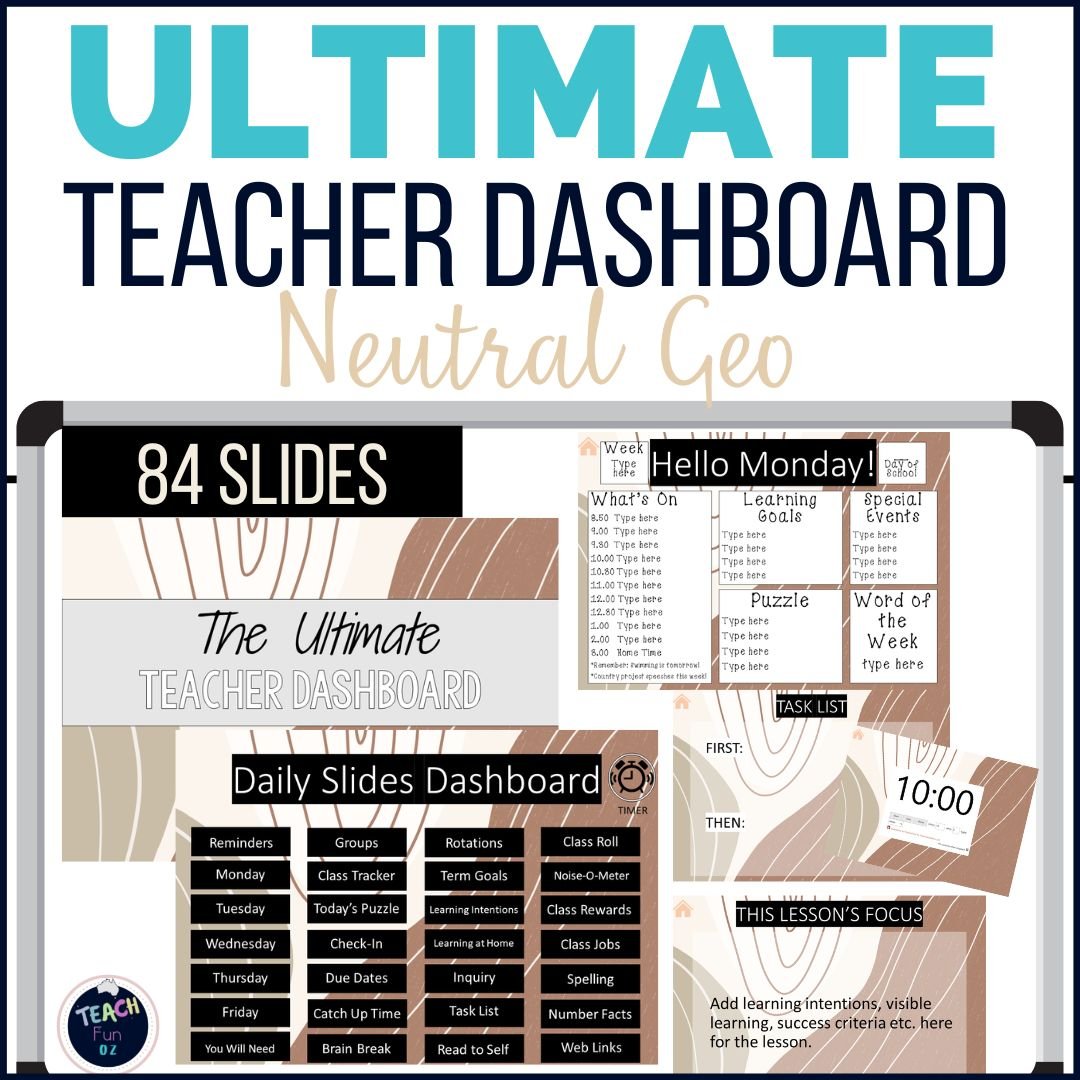 Neutral Geo - Ultimate Teacher Dashboard Editable Daily Agenda Slides ...