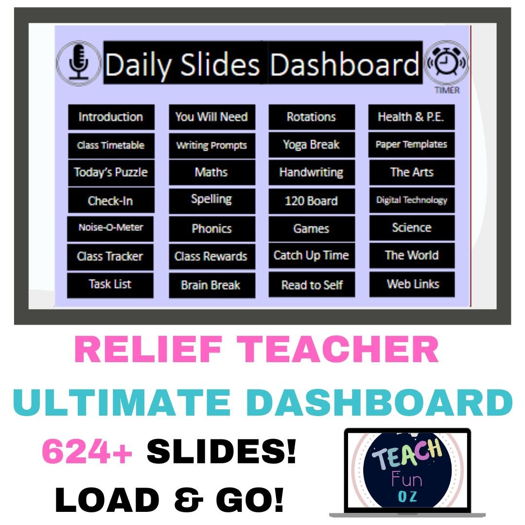 Relief Teacher Ultimate Dashboard - Editable Daily Slides Lesson Ideas ...