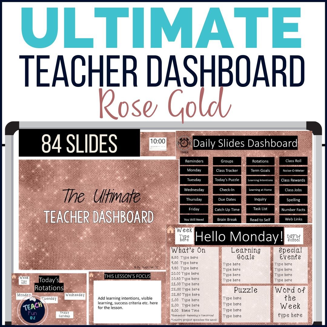 Rose Gold Ultimate Teacher Dashboard Editable Daily Agenda Slides and ...