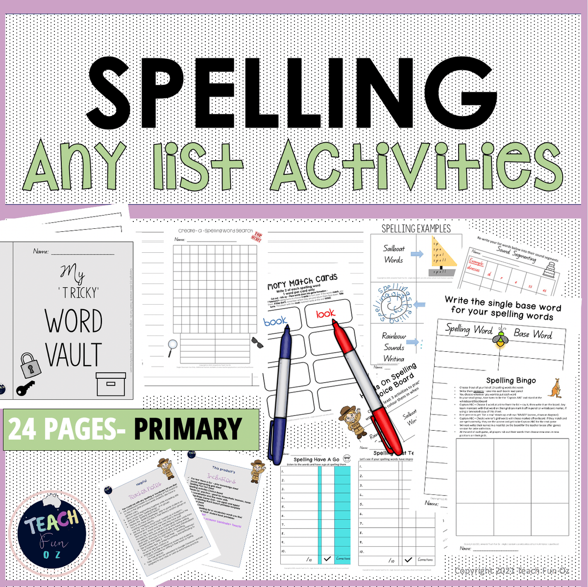 Spelling activities for any list - word work spelling centers workshee ...