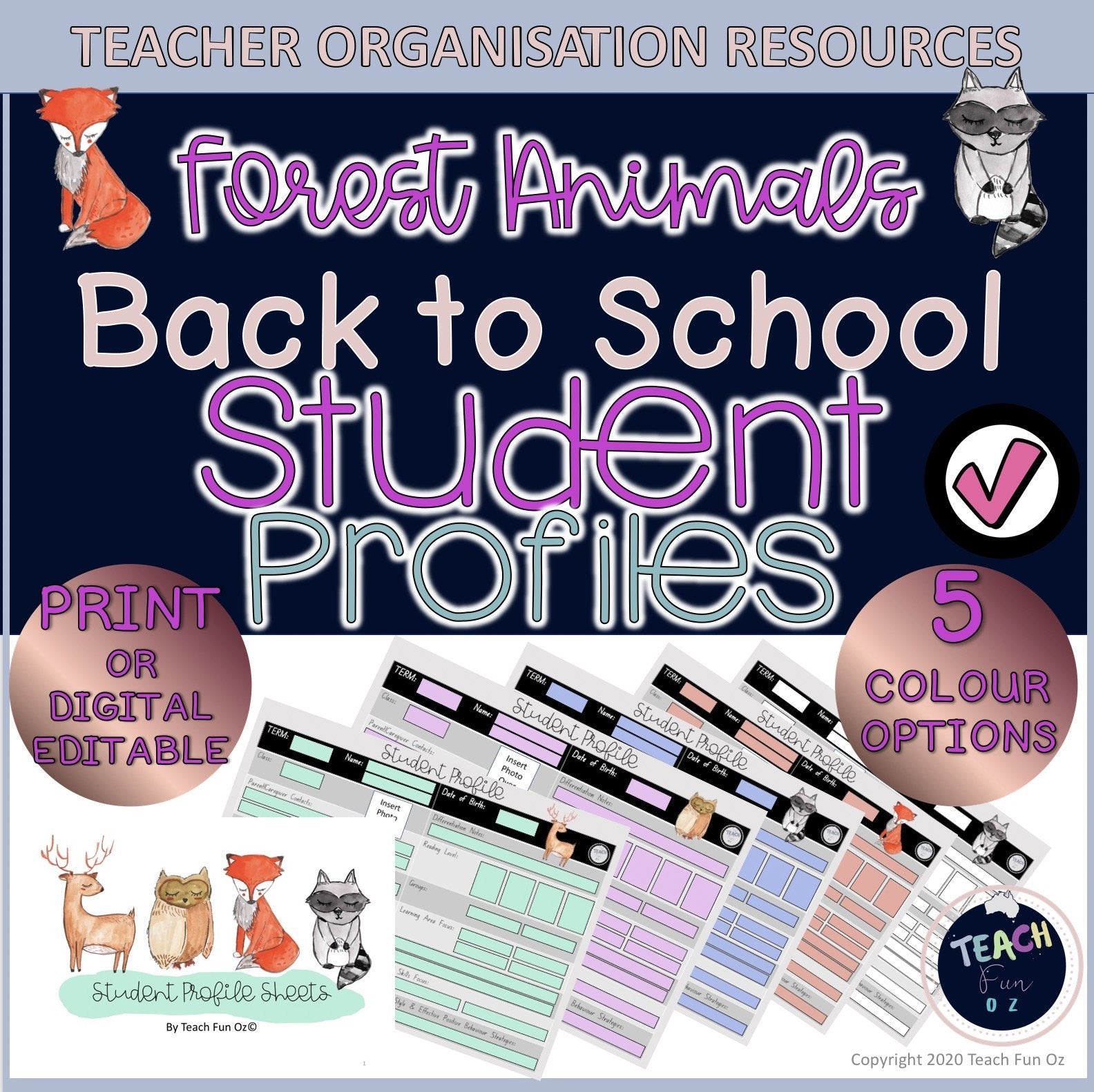 Student Profile Sheets Classroom Forms Editable Forest Animals Powerpo ...